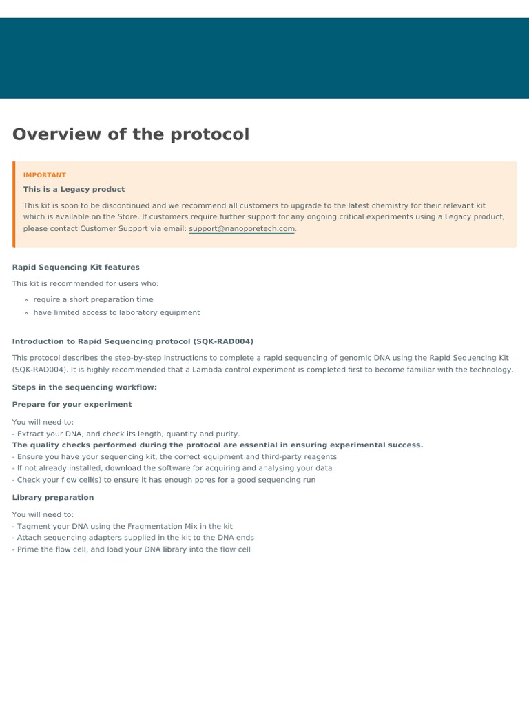 Rapid Sequencing SQK Rad004 RSE - 9046 - v1 - revAC - 14aug2019 Minion ...