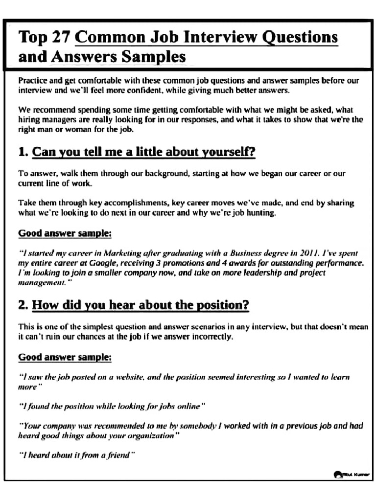 Interview Question & Answer | PDF