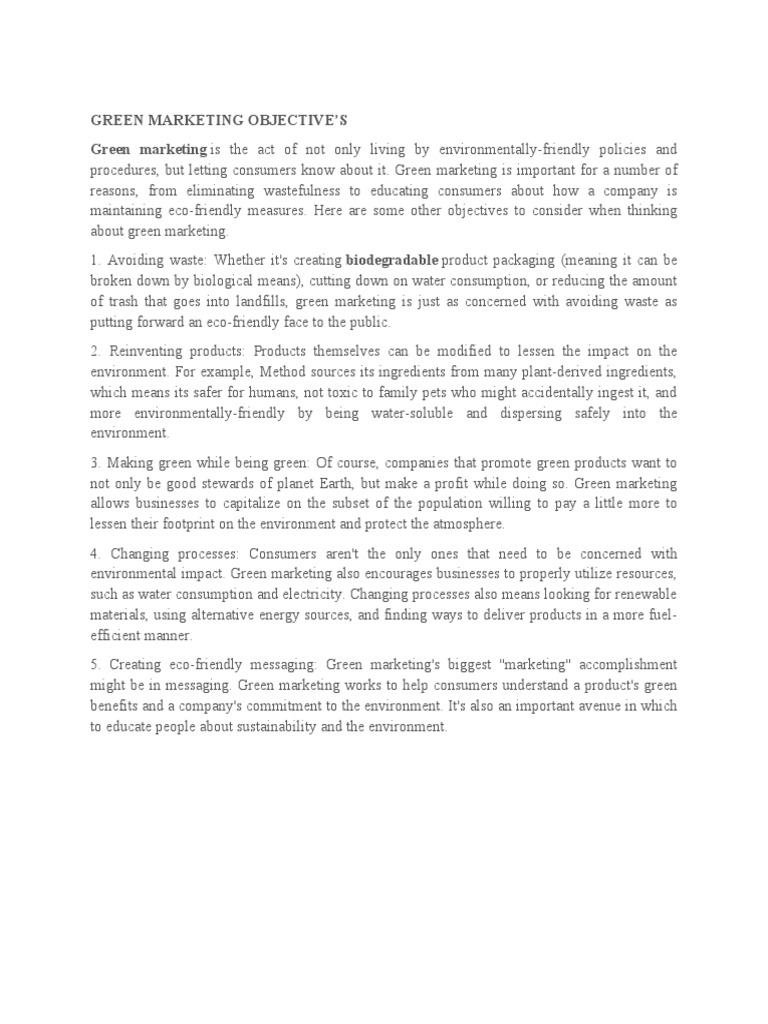 Green Marketing Objective | PDF
