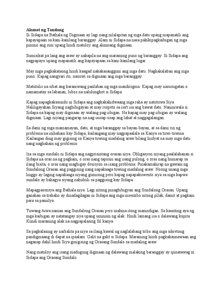 Alamat NG Tandang | PDF