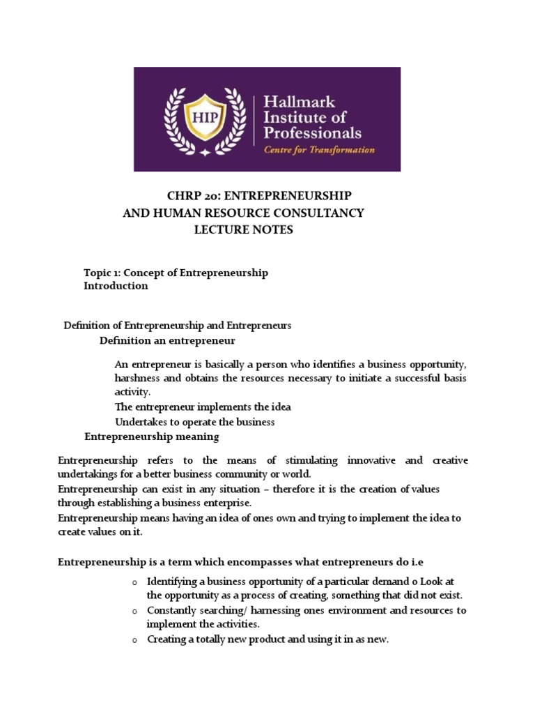 Entrepreneurship-Chrp Notes | PDF | Entrepreneurship | Motivation