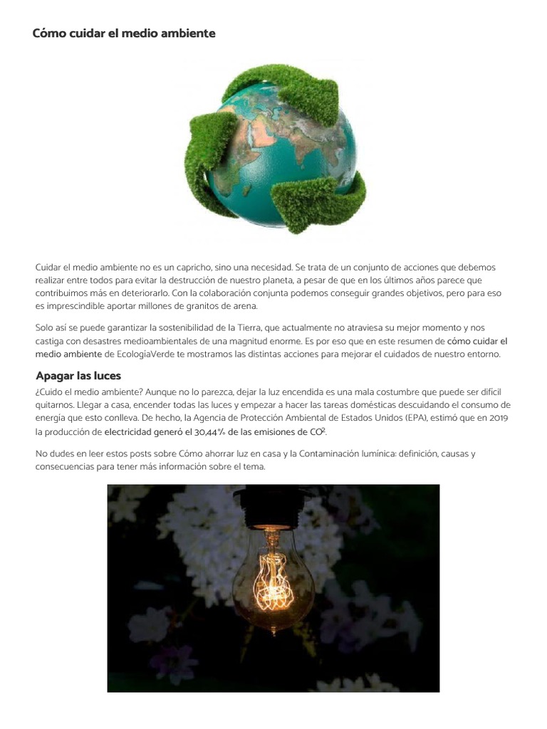 Consejos para Cuidar el Medio Ambiente | PDF | Agua | Diodo emisor de luz