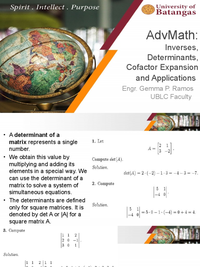 ADV Determinants CofactorExpansions Applications | PDF | Determinant | Matrix (Mathematics)