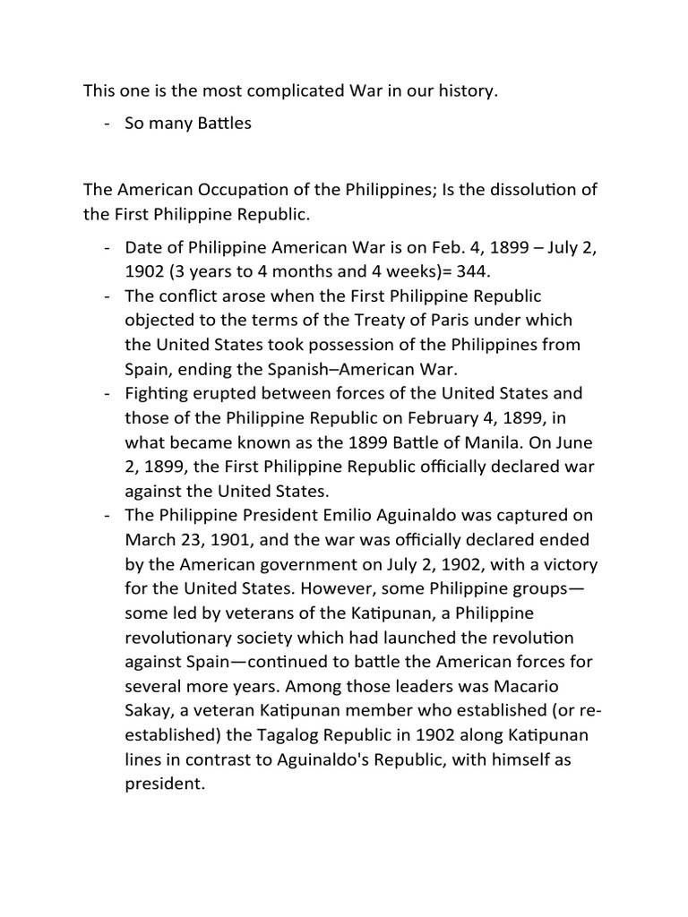 Philippine-American War Overview | PDF | Spanish East Indies | Philippines