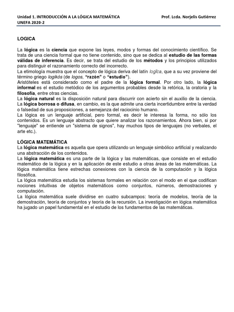 Introducción a la Lógica Matemática | PDF | Proposición | Lógica matemática