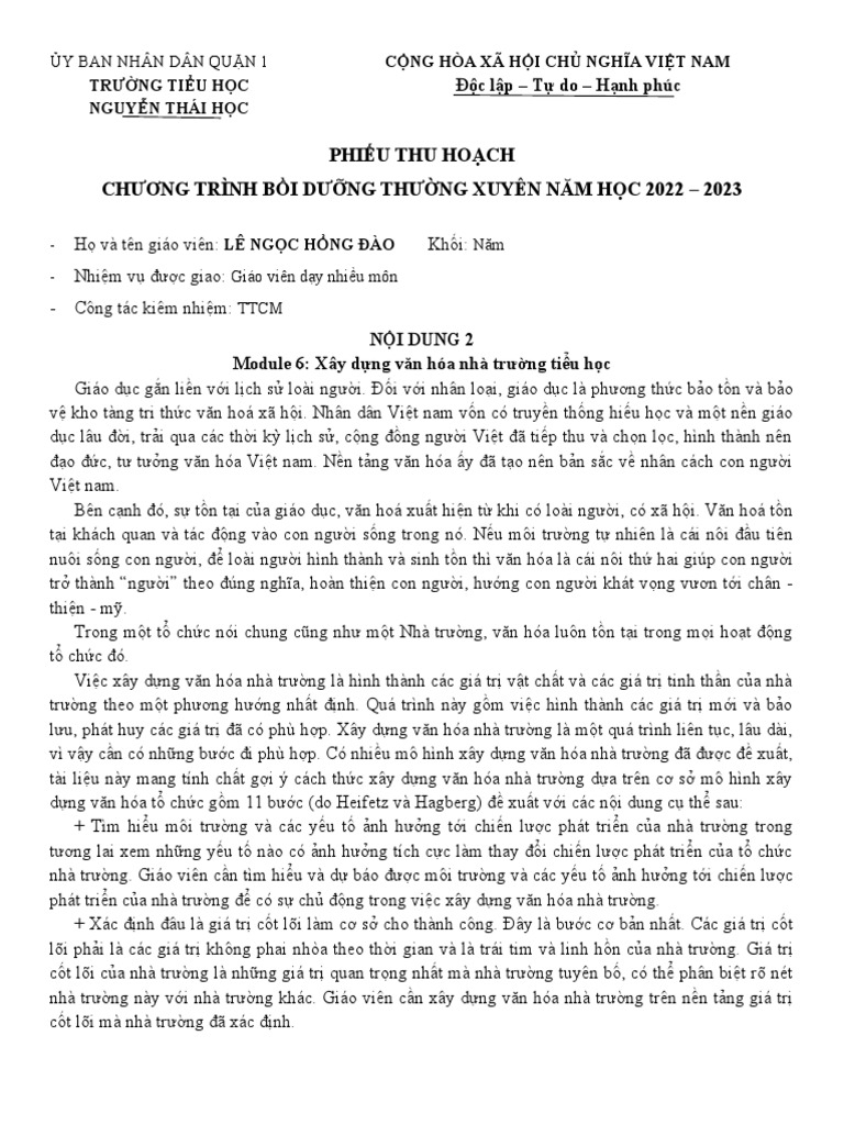 BDTX - PTH - H NG Đào - ND2.2 Module 6 | PDF