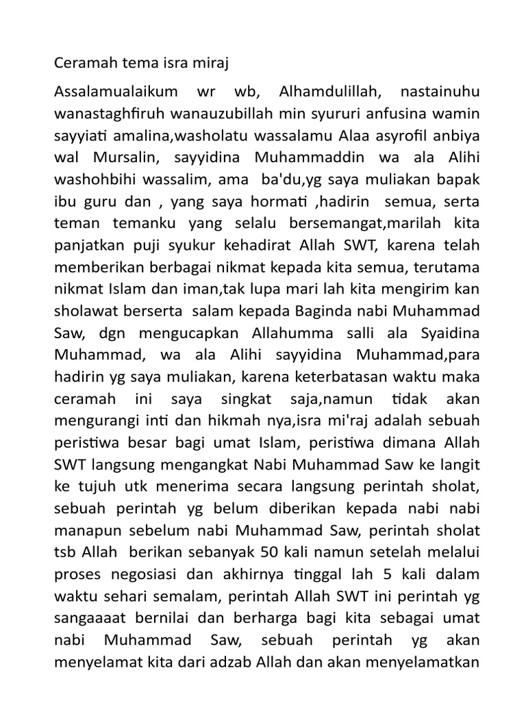 Ceramah Tema Isra Miraj | PDF