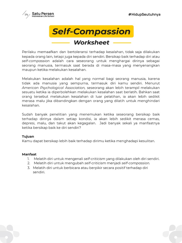 Worksheet Design - Self-Compassion PDF | PDF