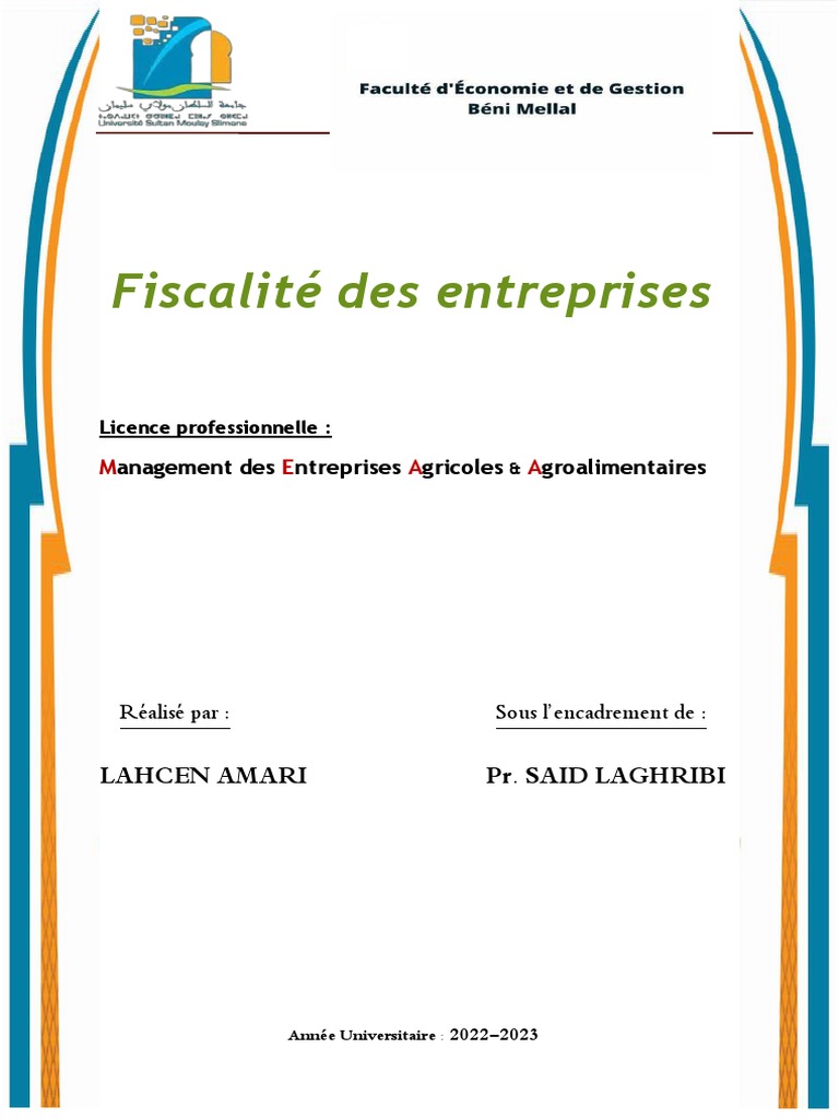 Résumer de Fiscalité des entreprises 2022.pdf | PDF