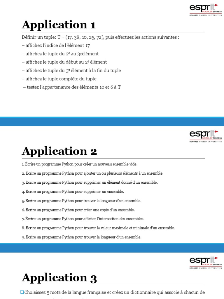 Exercices Tuple Set Dic | PDF | Méthodes et références pédagogiques | Technologie et ingénierie