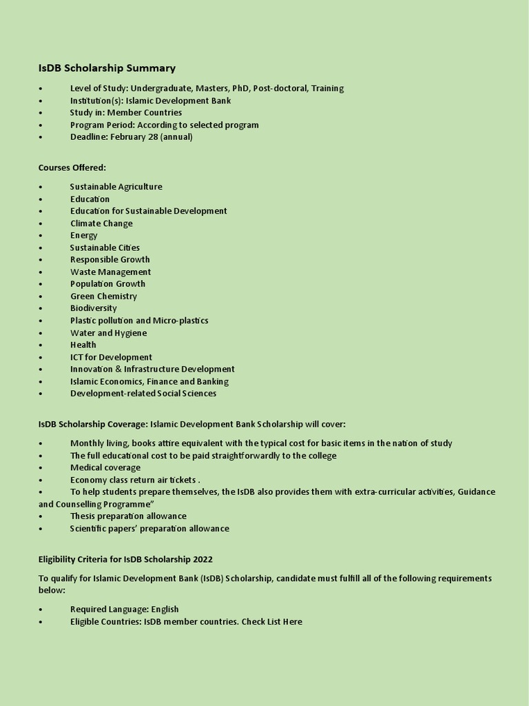 IsDB Scholarship | PDF