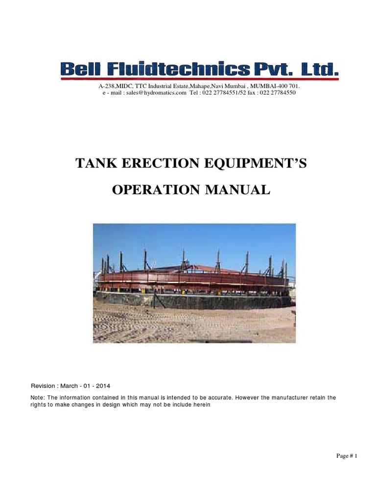 Tank Erection Equipment Operation Manual | PDF