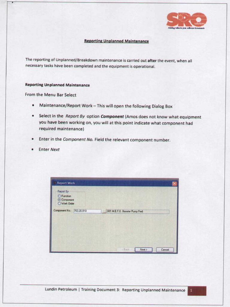 Reporting Unplanned Maintenance | PDF