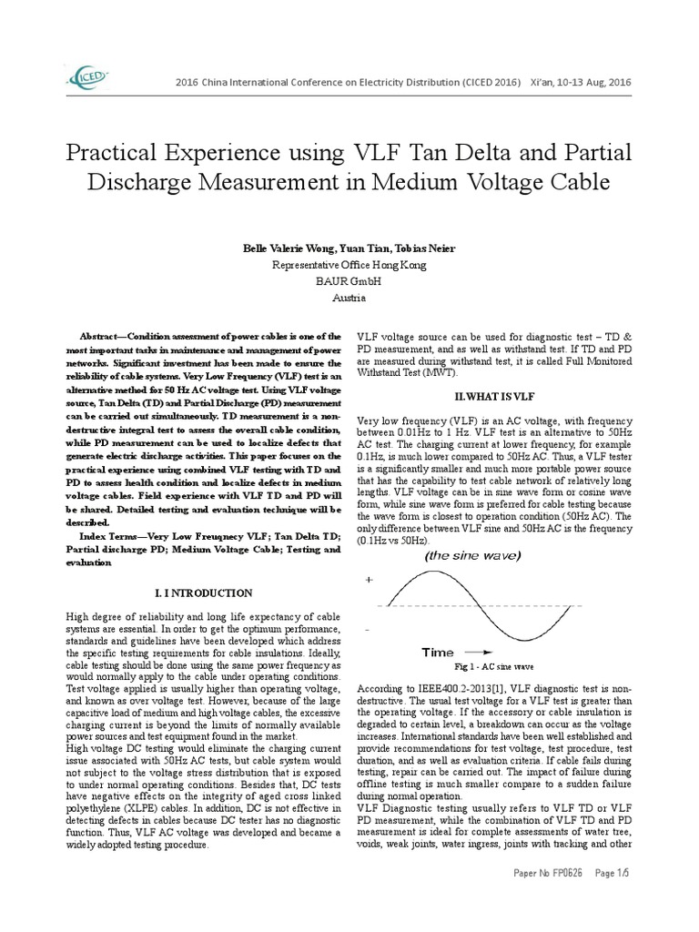 Practical Experience Using VLF Tan Delta and Partial | PDF | Electric ...