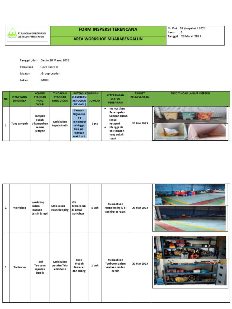 SK 02 Form Inspeksi Terencana | PDF