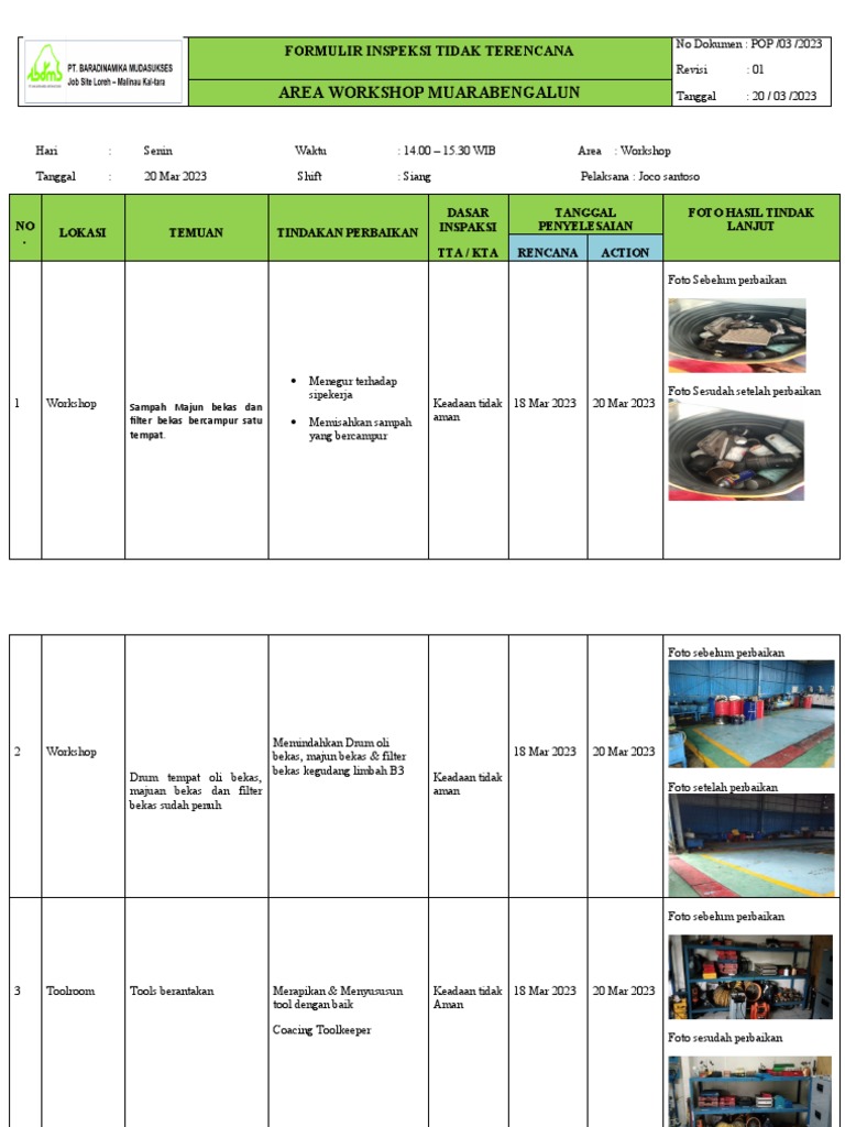 SK 02B. INSPEKSI TAK TERENCANA.docx | PDF