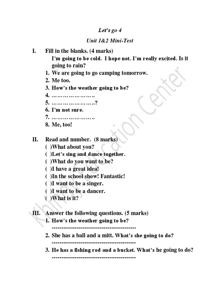 Let's Go 4 (Unit 1&2) PDF | PDF | Sports & Recreation