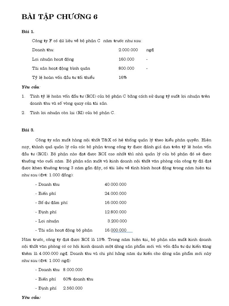 Bai Tap Chuong 6 - Lms | PDF