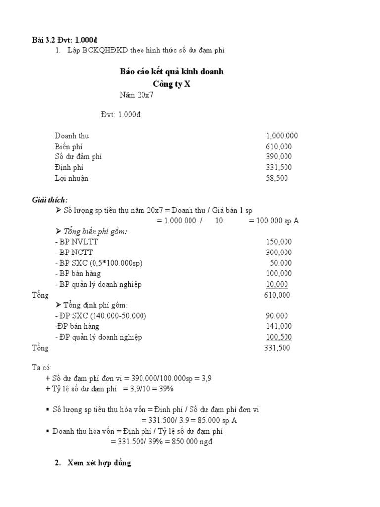 KTQT BT Chương 3 CVP | PDF