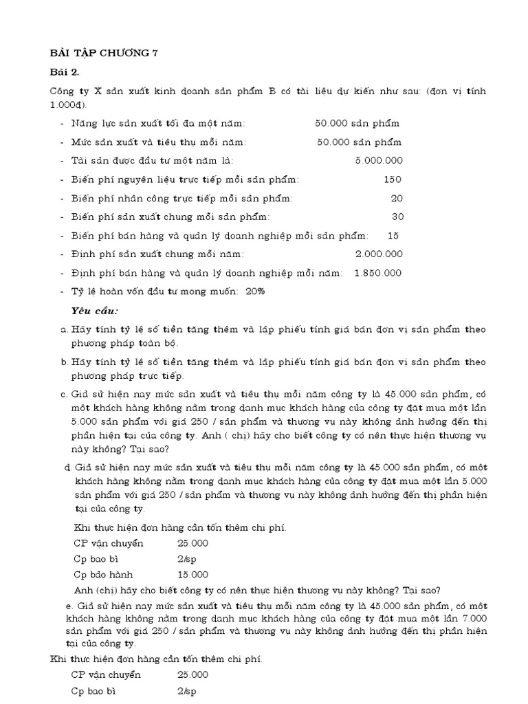 Bai Tap Chuong 7 - Lms | PDF