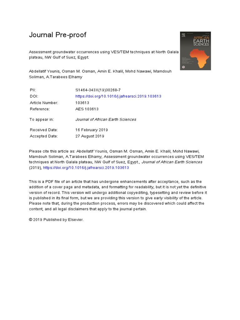 3.assessment Groundwater Occurrences Using VESTEM Techniques at North ...