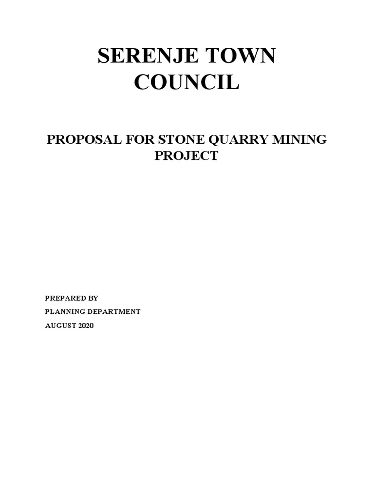 Proposal for the Establishment of a Stone Quarry Project in Serenje ...