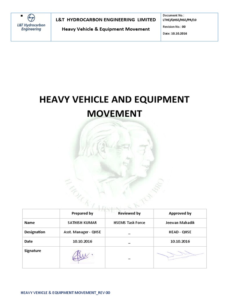 Heavy Equipment & Vehcile Movement - Rev 00 | PDF | Truck | Vehicles