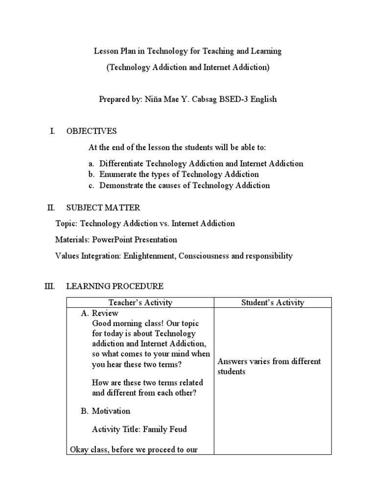 Lesson Plan in Technology For Teaching and Learning | PDF | Social ...