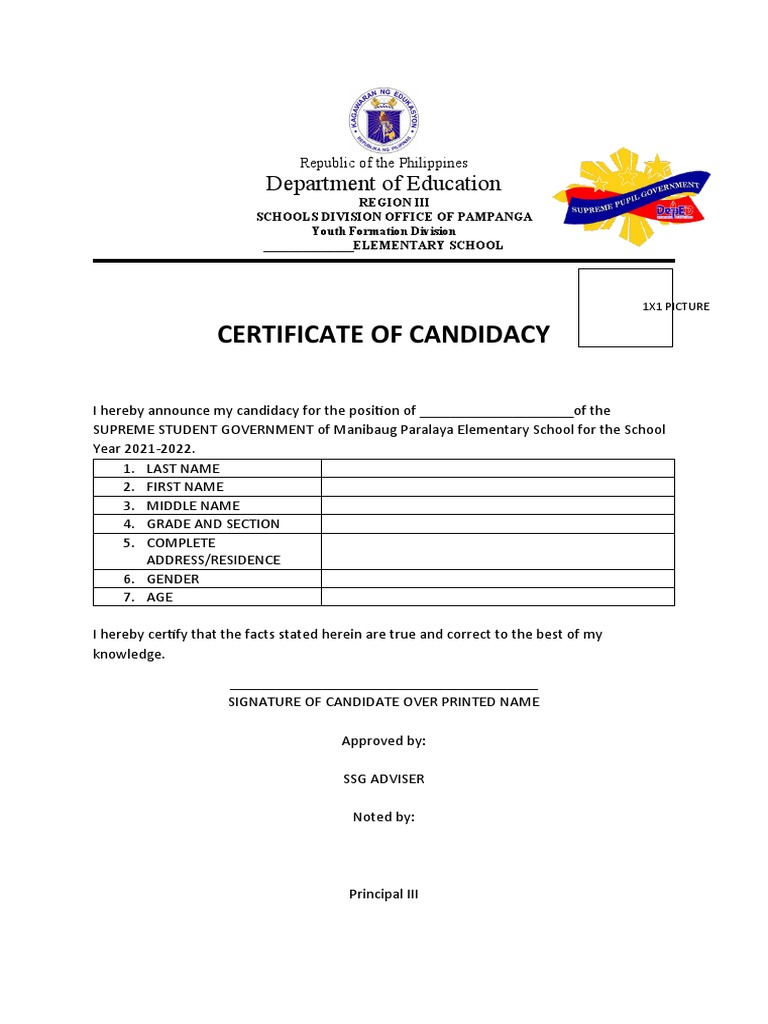 Cert of Candidacy | PDF