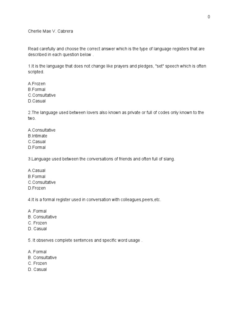 CABRERA, CHERLIE MAE V. - Quiz 2 | PDF | Multiple Choice | Communication