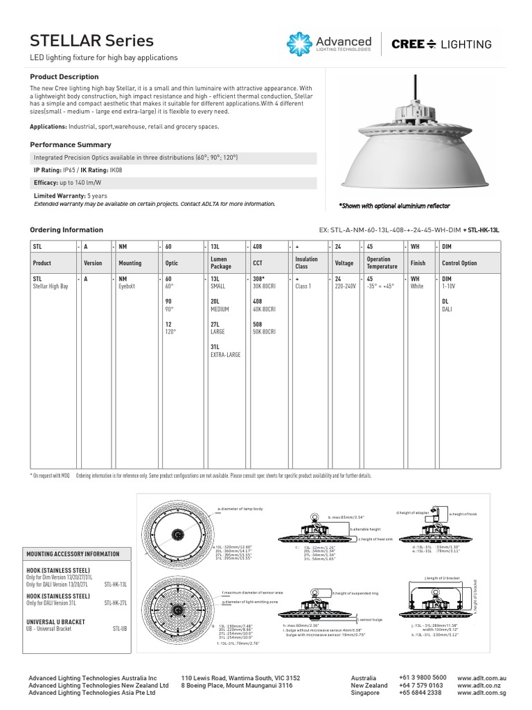 ADLT Cree Lighting Stellar Spec Sheet | PDF | Lighting ...