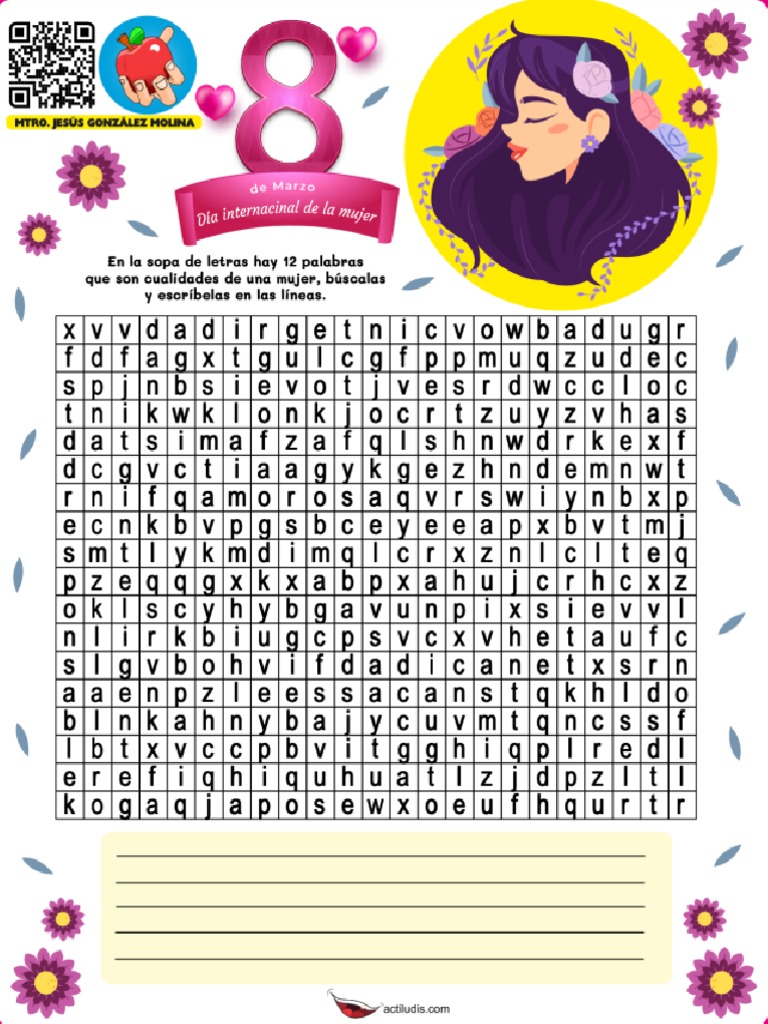 Sopa de Letras Dia de La Mujer PDF | PDF