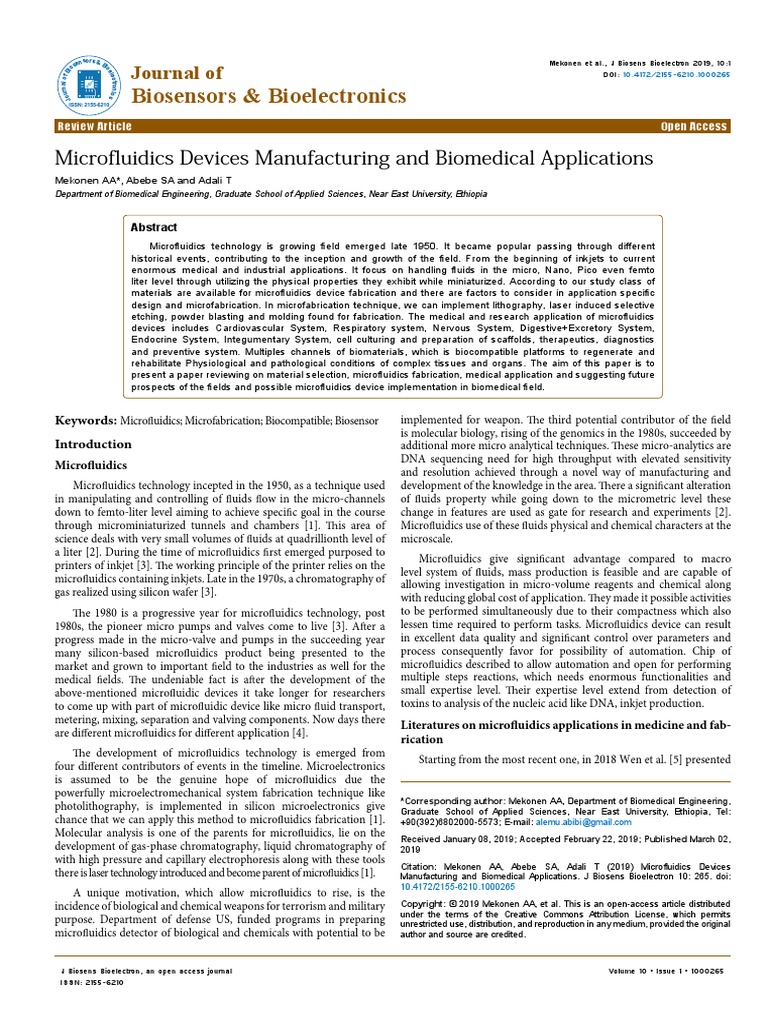 Microfluidics Devices Manufacturing and Biomedical Applications PDF | PDF | Microfluidics | Retina