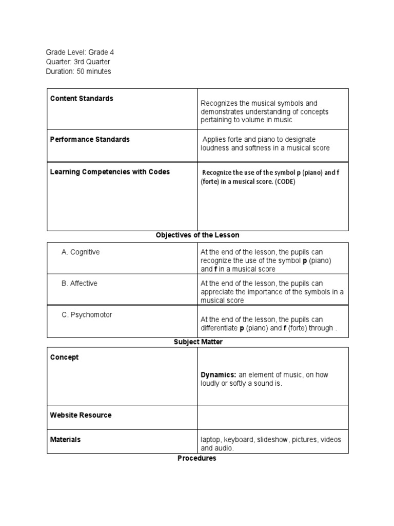 Ziph Lesson Plan | PDF | Teachers | Piano