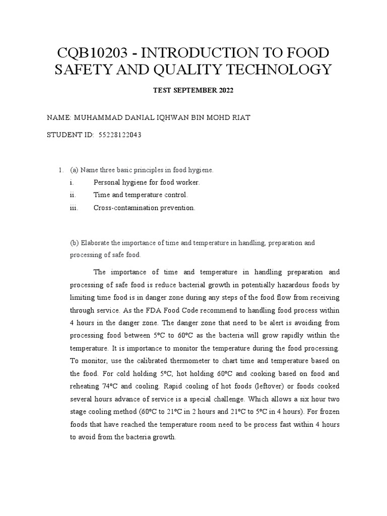 Test Food Safety | PDF | Risk | Hazards