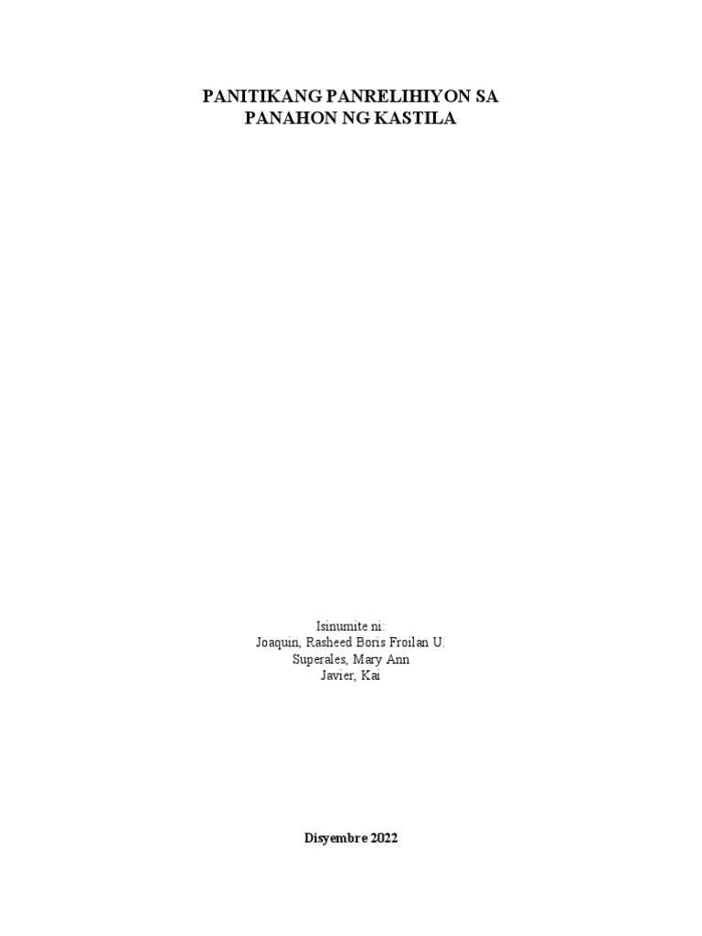 Panitikang Panrelihiyon (Joaquin, Superales, Javier) | PDF