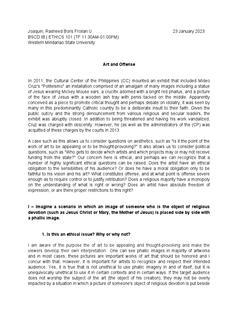 Joaquin Ethics 101 | PDF | Morality