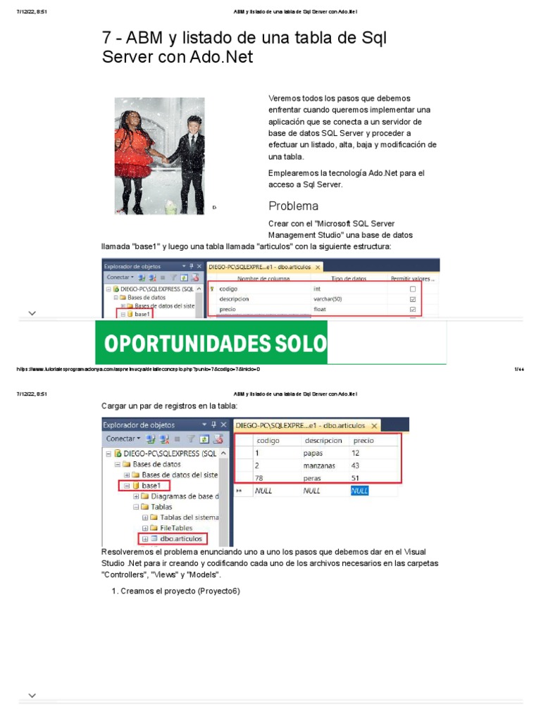 ABM y Listado de Una Tabla de SQL Server Con | PDF | Active X Data ...