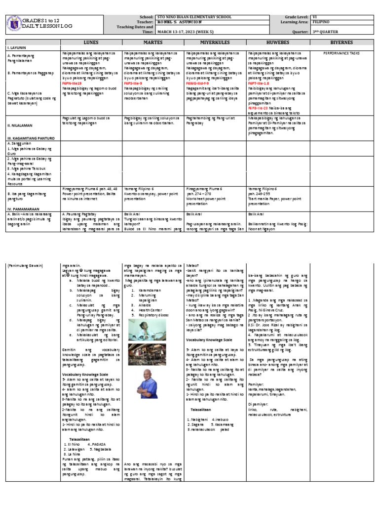 DLL - Filipino 6 - Q3 - W5 | PDF