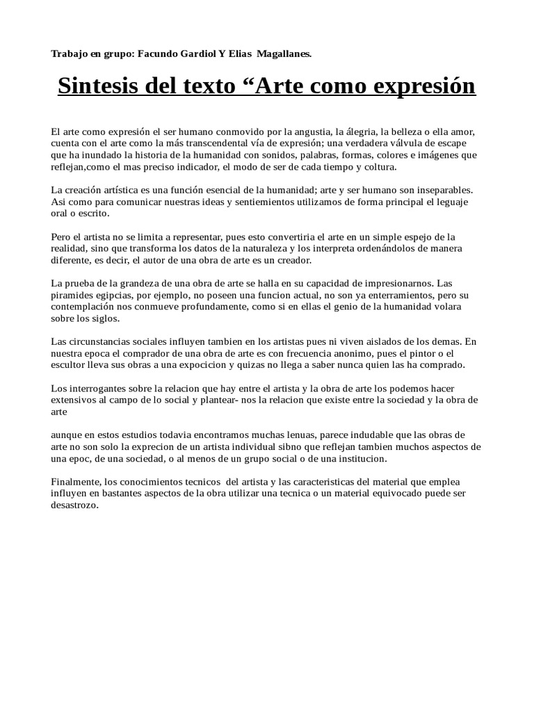 El arte como expresión humana. | PDF