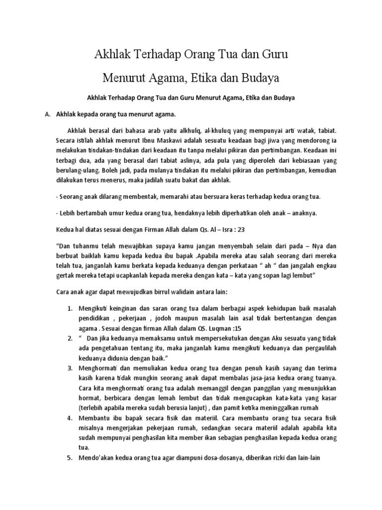 Akhlak Terhadap Orang Tua Dan Guru | PDF | Kesehatan Holistik