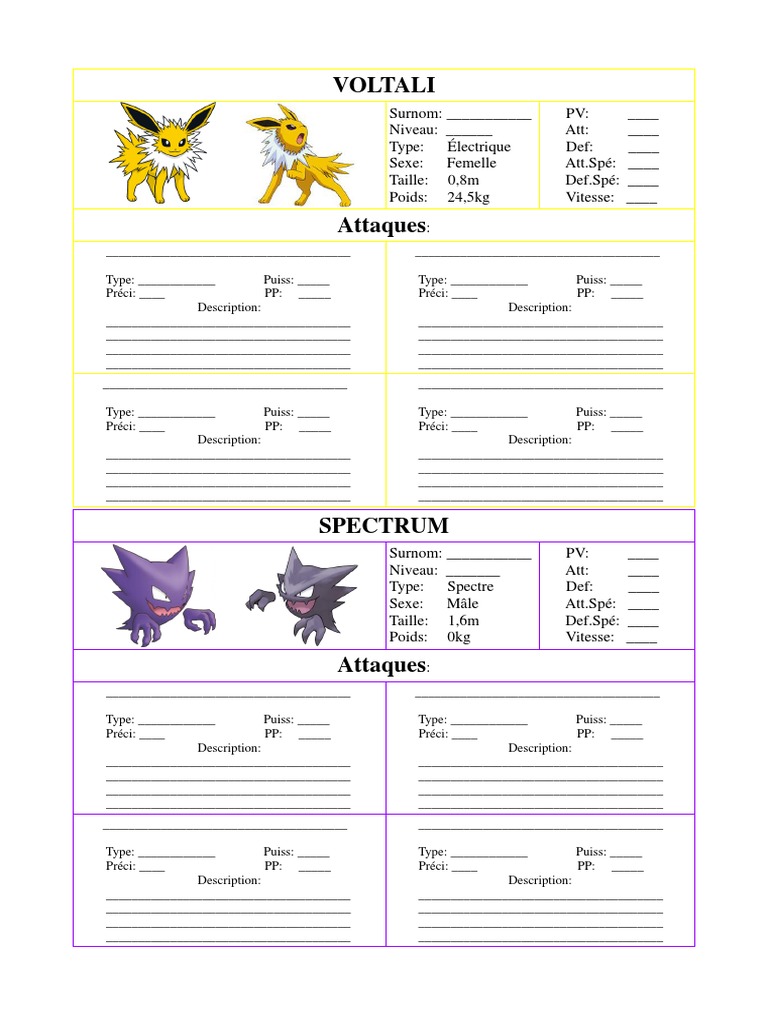 Feuille Stats Pokemon JB | PDF