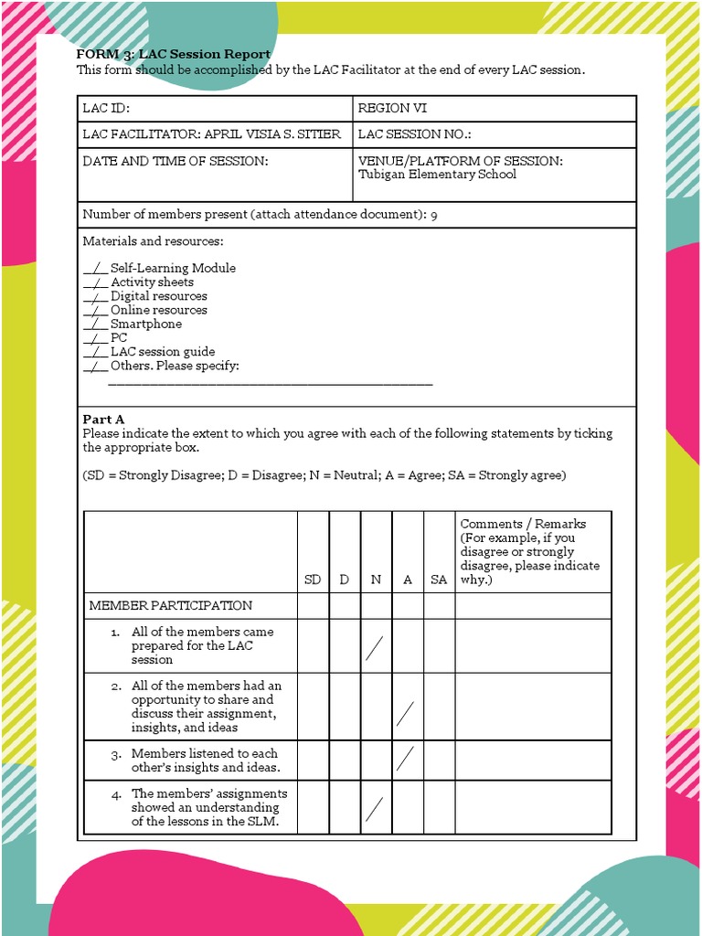 Form 3. LAC Session Report.docx | PDF | Human Communication | Behavior Modification