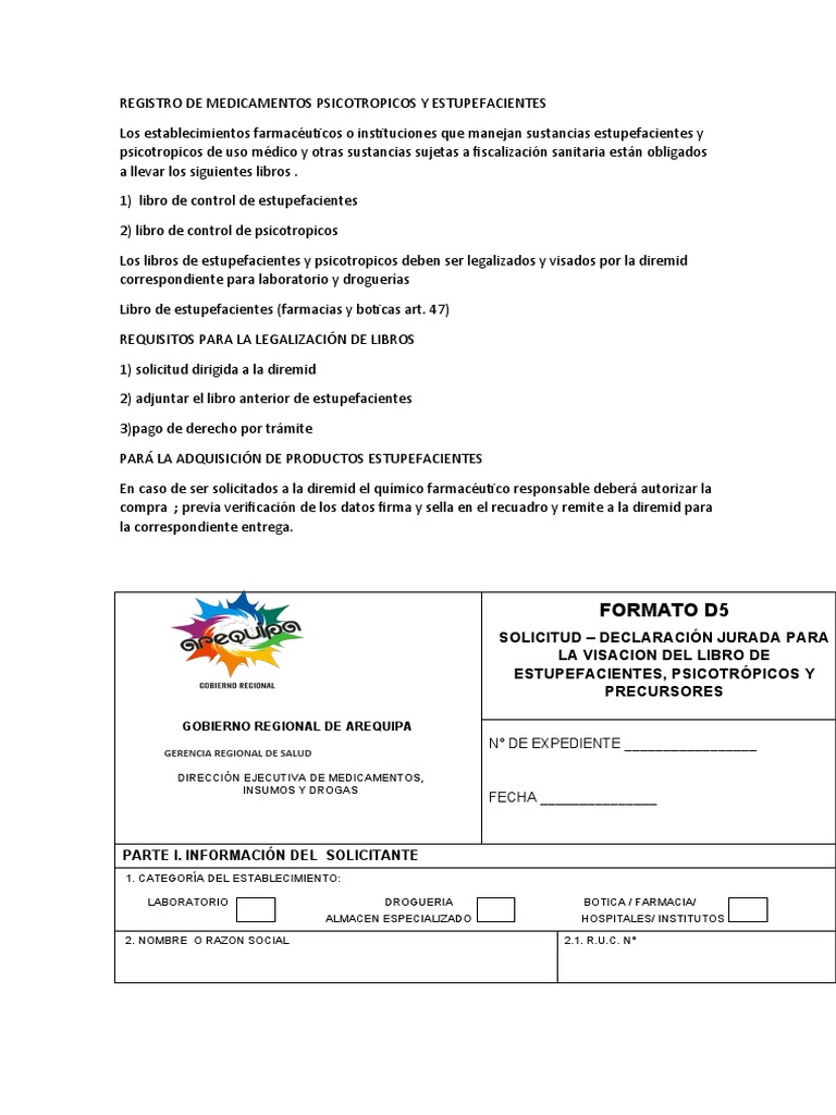 Registro de Medicamentos Psicotropicos y Estupefacientes | PDF ...