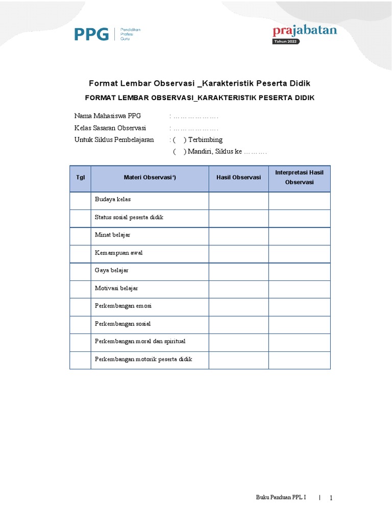 Format Observasi | PDF