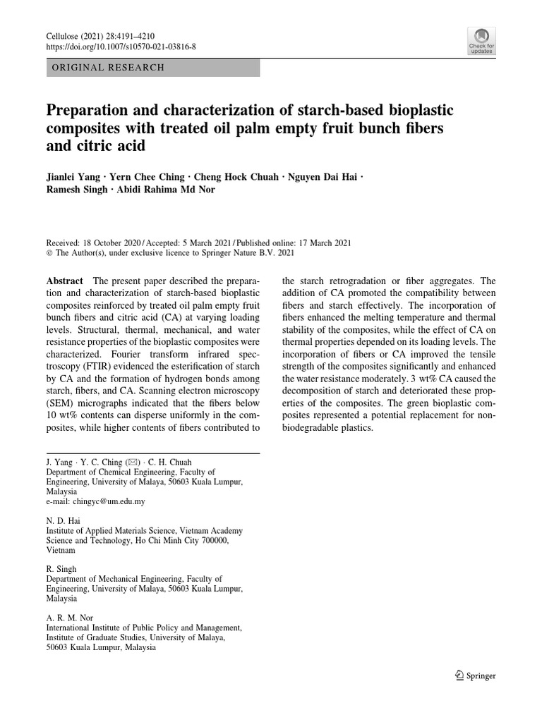 Starch-Based Bioplastic Composites Study | PDF | Composite Material ...