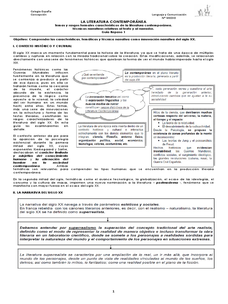 Guía Resumen Lit. Contemp. 2 NM4 2023-1234 | PDF | Intertextualidad | Monólogo