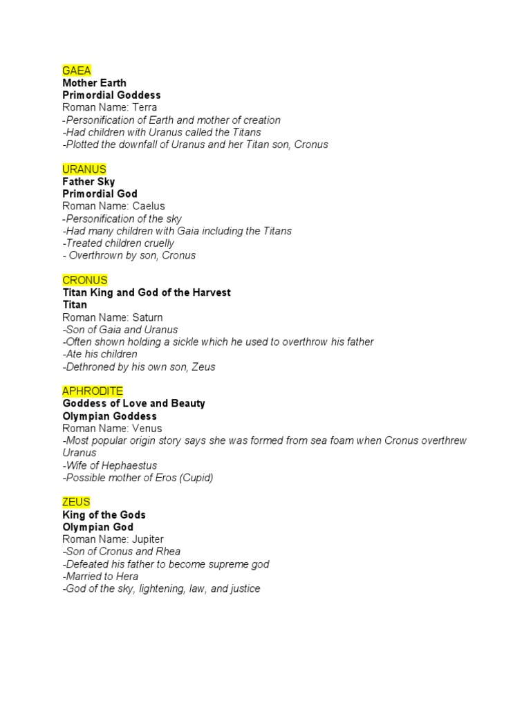 Greek Gods and Goddesses | PDF | Twelve Olympians | Zeus