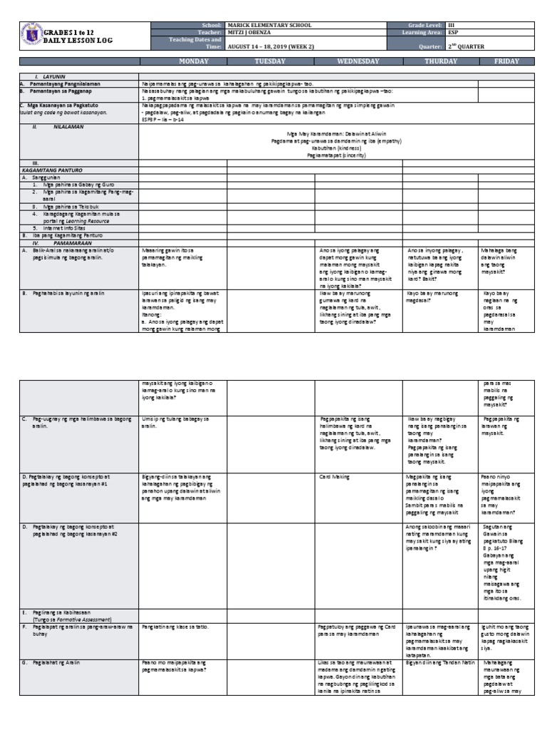 DLL - Esp 3 - Q2 - W2 | PDF