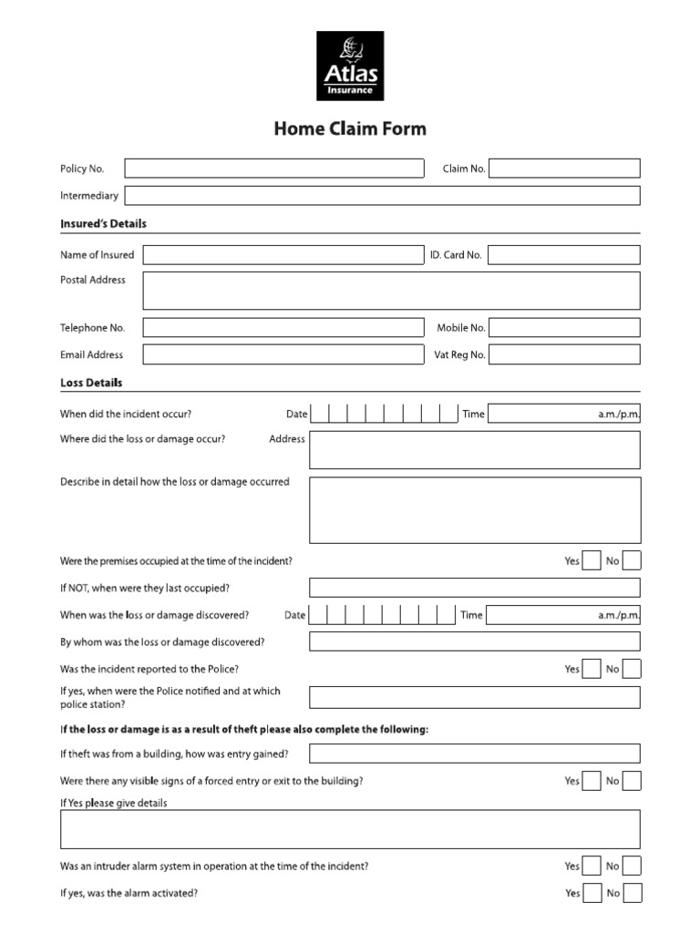 Atlas Home Claim Form | PDF